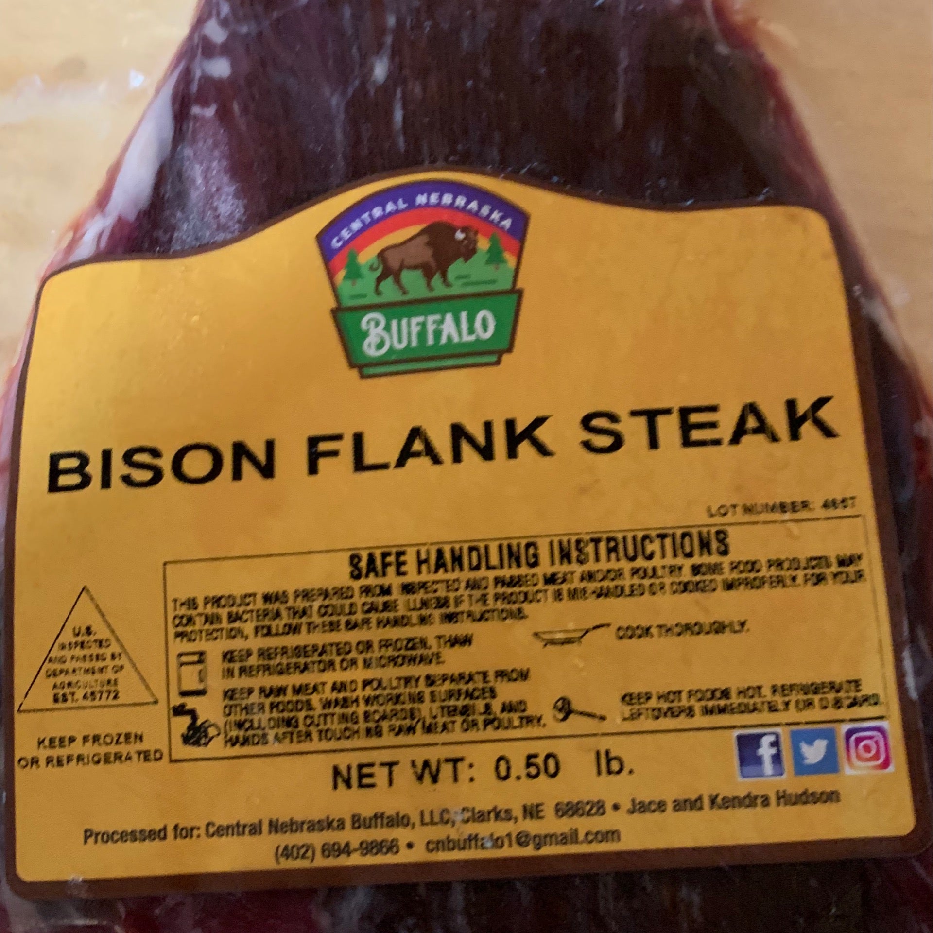 Bison Flank Whole 1.4-1.6 lb | Olivor Heritage Farms